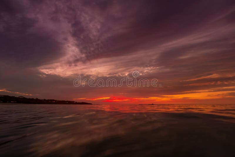 Tropical Sunset Over Water with Clouds Stock Image - Image of nature ...