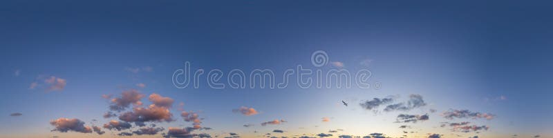 Dark Blue Twilight Sky Panorama with Cumulus Clouds. Seamless Hdr 360 ...
