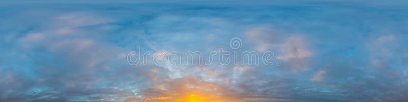 Dramatic Sunset Sky Panorama with Cumulus Clouds. Seamless Hdr 360 Pano ...
