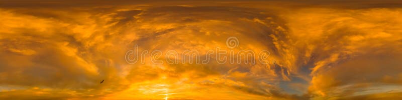 Dramatic Sunset Sky Panorama with Cumulus Clouds. Seamless Hdr 360 Pano ...