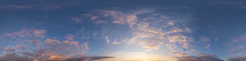 Dramatic Sunset Sky Panorama with Cumulus Clouds. Seamless Hdr 360 Pano ...
