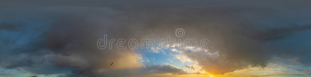 Dramatic Sunset Sky Panorama with Cumulus Clouds. Seamless Hdr 360 Pano ...