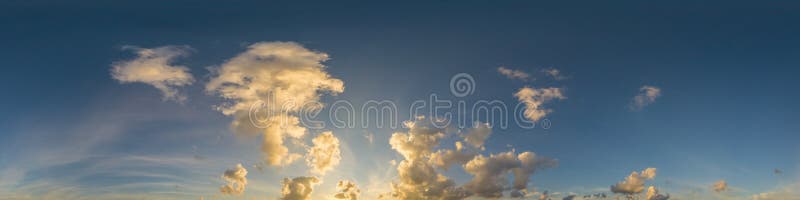 Dramatic Sunset Sky Panorama with Cumulus Clouds. Seamless Hdr 360 Pano ...