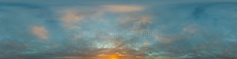 Dramatic Sunset Sky Panorama with Cumulus Clouds. Seamless Hdr 360 Pano ...