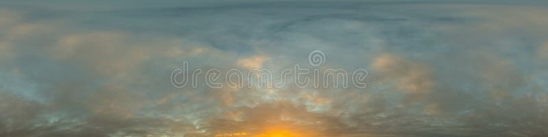 Dramatic Sunset Sky Panorama with Cumulus Clouds. Seamless Hdr 360 Pano ...
