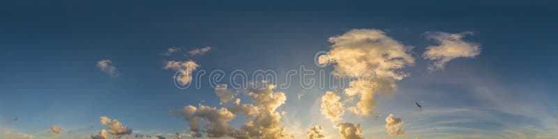 Dramatic Sunset Sky Panorama with Cumulus Clouds. Seamless Hdr 360 Pano ...
