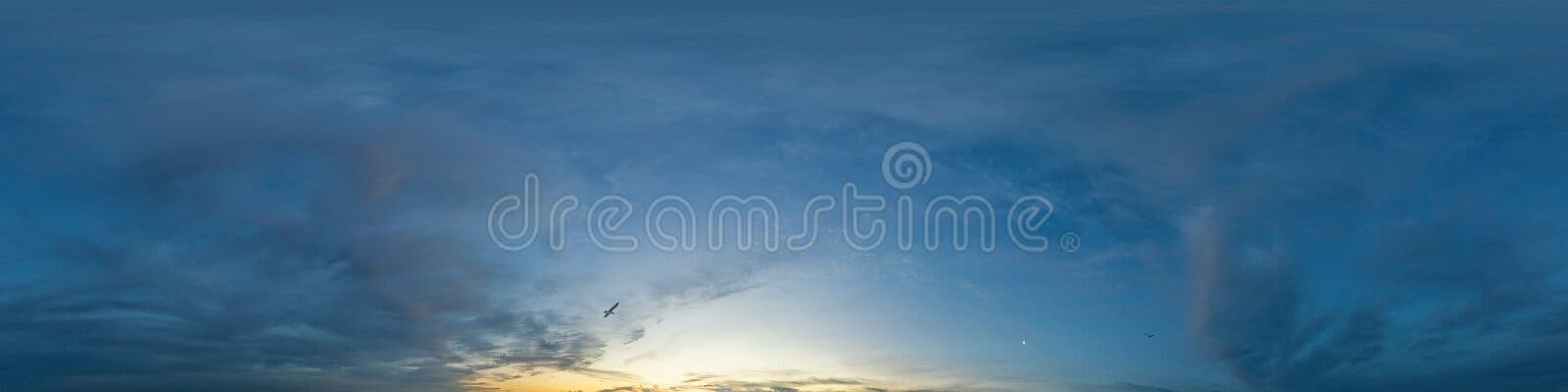 Dramatic Sunset Sky Panorama with Cumulus Clouds. Seamless Hdr 360 Pano ...
