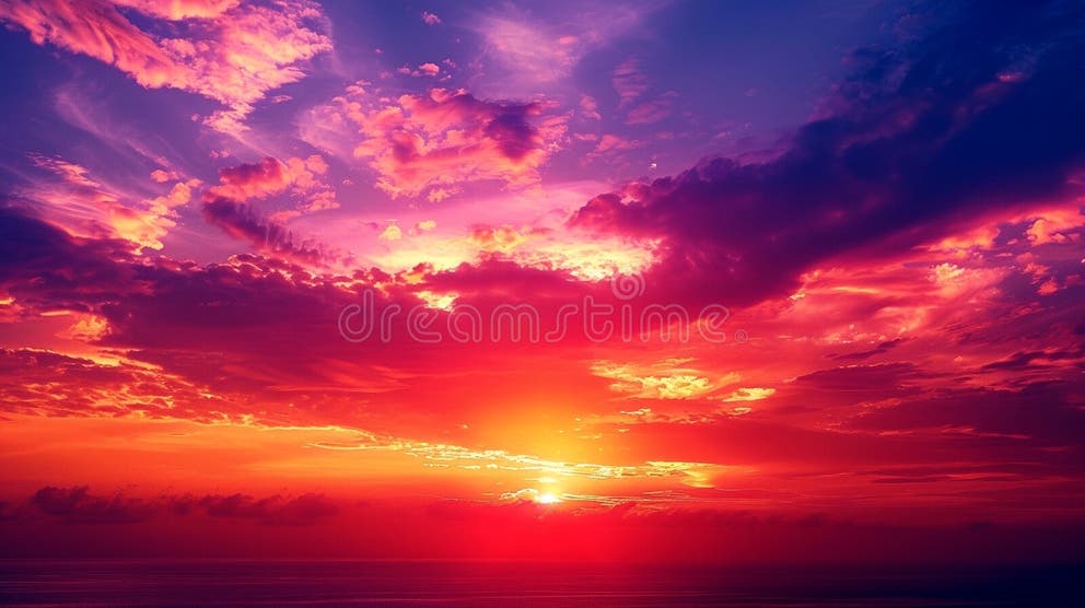 Dramatic Sunset Sky with Pink and Orange Clouds Stock Illustration - Illustration of atmosphere ...