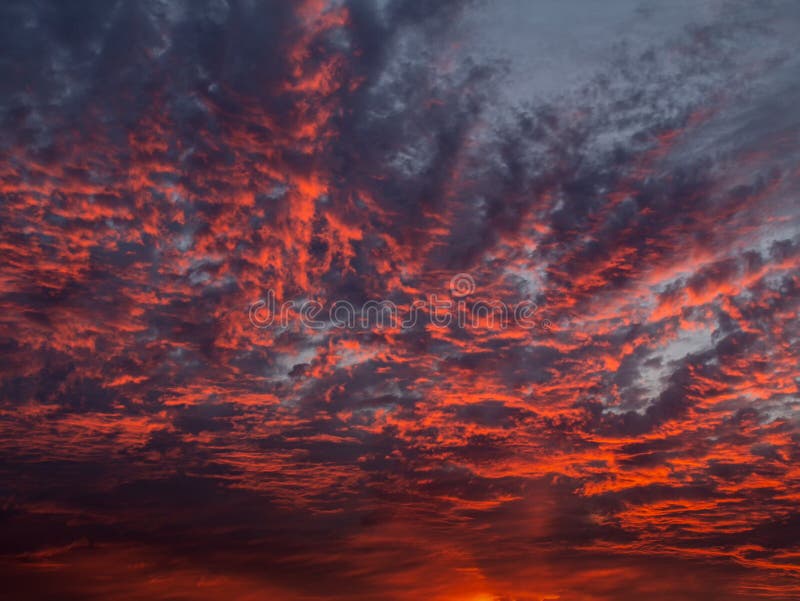 Dramatic Sunset Sky, Red Color Stock Photo - Image of dark, natural ...