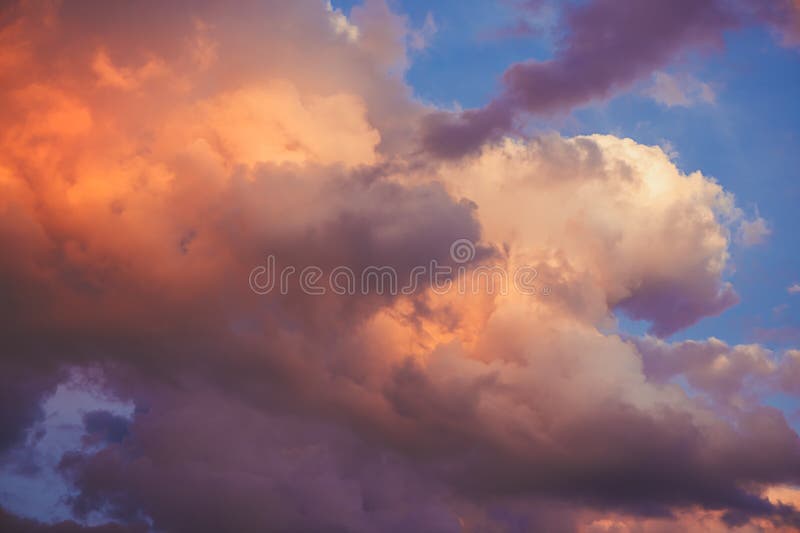 Dramatic Sunset Sky with Twilight Color Clouds, Colorful Cloudscape ...
