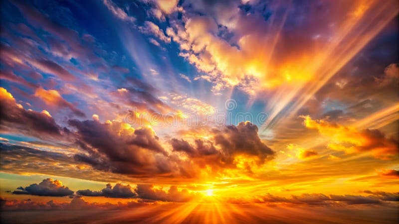 Dramatic Sunset Sky with Vivid Colors and Golden Rays. Generative AI ...