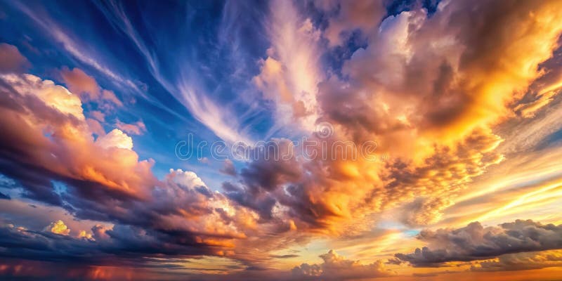 Dramatic Sunset Sky with Vivid Colors and Textured Clouds. Generative ...