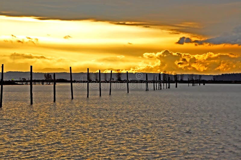 Dramatic Sunset Sky at Waterfront Stock Photo - Image of mountain ...