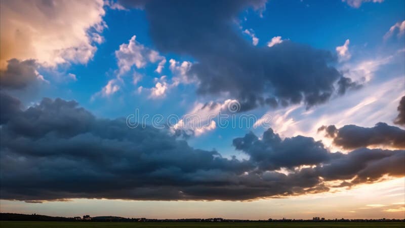 Dramatic Sunset with Storm Clouds Over a Field Stock Video - Video of ...