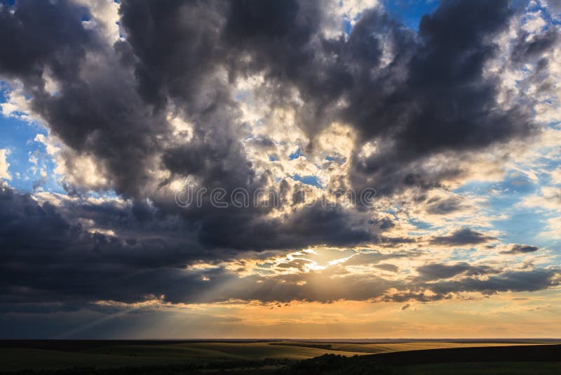 Dramatic Sunset Stormy Cloudscape Stock Image - Image of vapor, force ...
