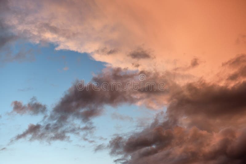 Dramatic Sunset Stormy Cloudy Scene with Some Blue Sky Peeking through ...