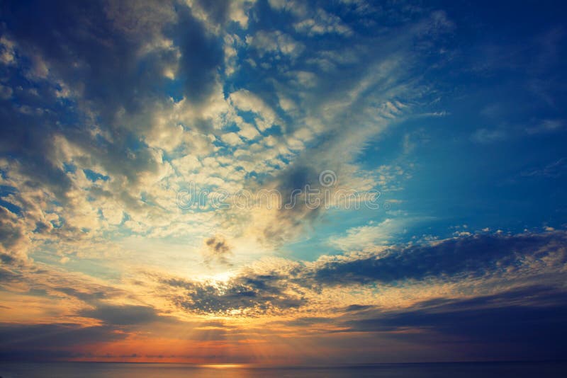 Dramatic Sunset and Sunrise Sky.delicate Figure in the Sky Stock Photo ...