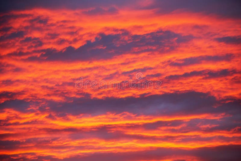 Dramatic Sunset Vivid Red and Orange Yellow Colored Clouds Stock Image ...