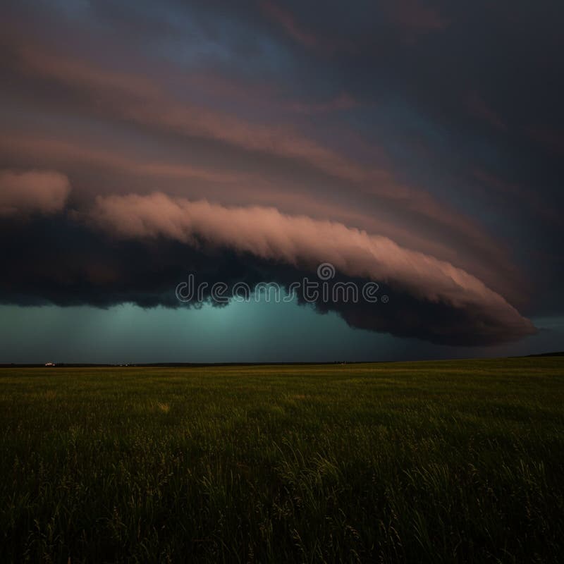 Thunderstorm Supercell with Giant Lightning Over Desert , Made with ...