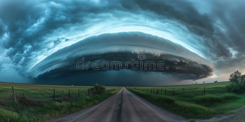 Dramatic Supercell Thunderstorm Formation Over Open Road, Captivating ...