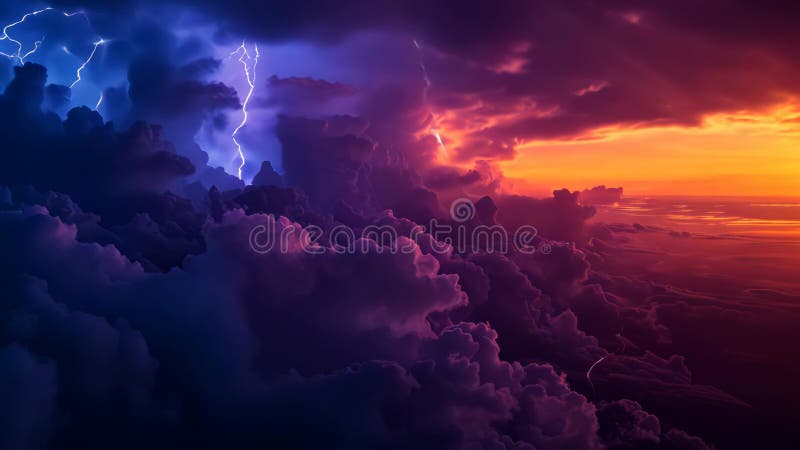 Dramatic Supercell Thunderstorm on the Horizon at Sunset, with Intense ...