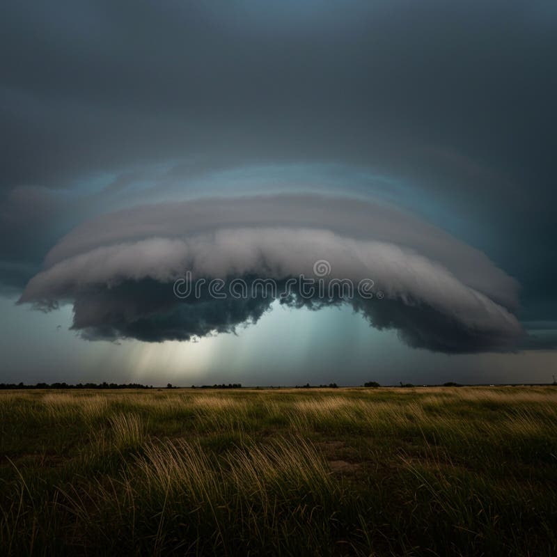 Thunderstorm Supercell with Giant Lightning Over Desert , Made with ...