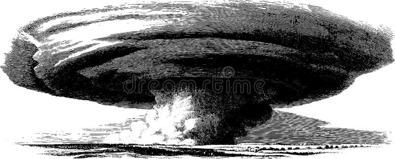 Dramatic Supercell Thunderstorm Illustration in Bold Black Lines Stock ...