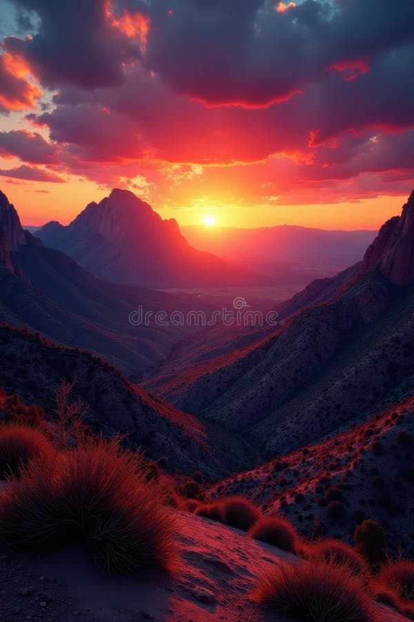 Dramatic Superstition Mountains at Sunset Deep Shadows Dusk Southwest ...