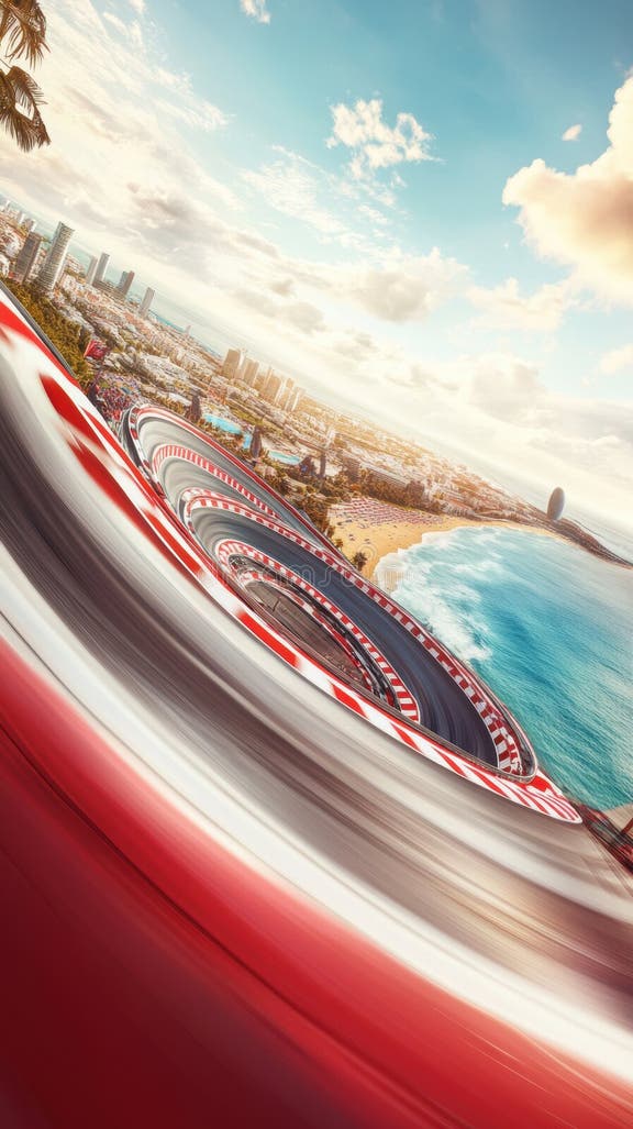 Dramatic, Surreal Racing Track Features Large Loop, Set Against Vibrant ...