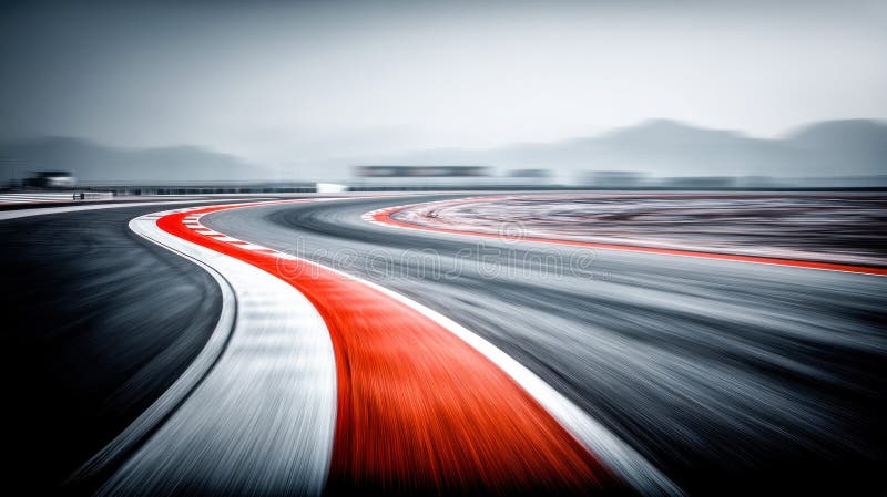 Dramatic, Sweeping View of a Race Track Curve Emphasizes Speed and ...
