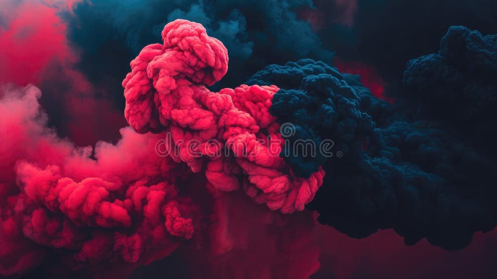 A Dramatic Swirl of Red and Black Smoke Creating an Intense and ...