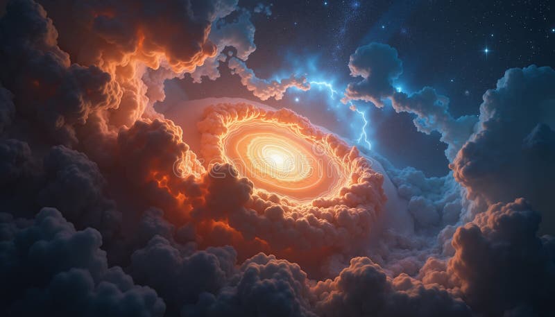 Dramatic Swirling Clouds with Glowing Core, Cosmic Storm Concept, Perfect for Sci-fi Themes ...