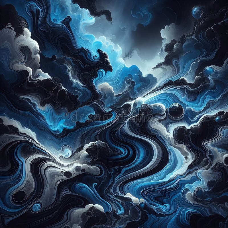 Dramatic Swirling Cloud Formations Landscape Stock Illustration - Illustration of nebula, light ...