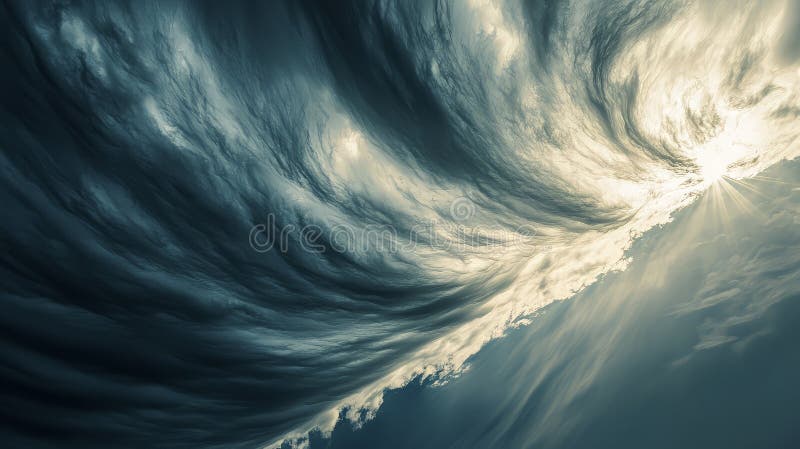 Dramatic Swirling Dark Cloudscape with Sun Rays Breaking through Stock ...