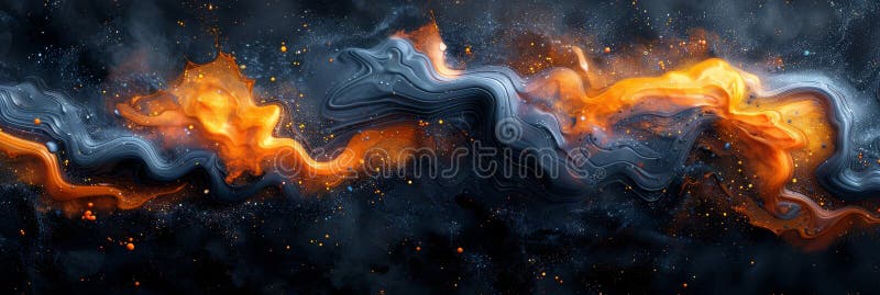 Dramatic Swirling of Fiery Smoke in Dark Abstract Background Creates ...
