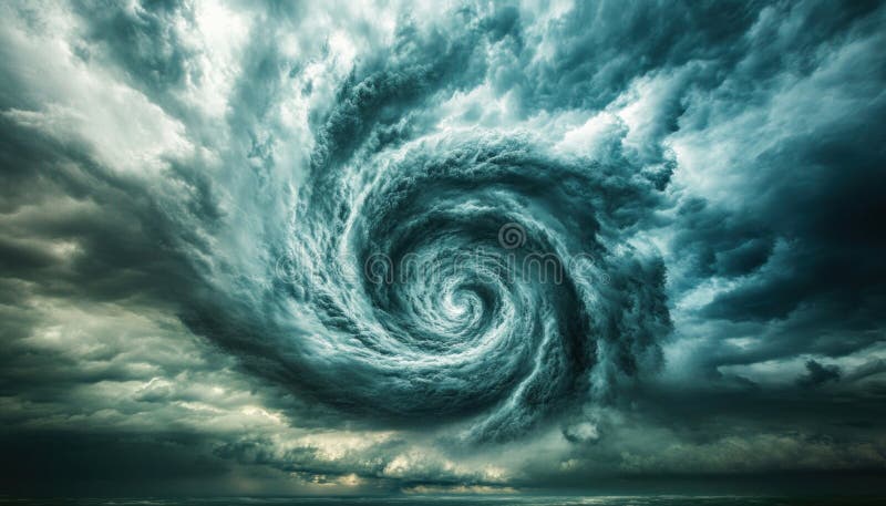 Dramatic Swirling Storm Cloud Formation Gathering Over Ocean Stock ...