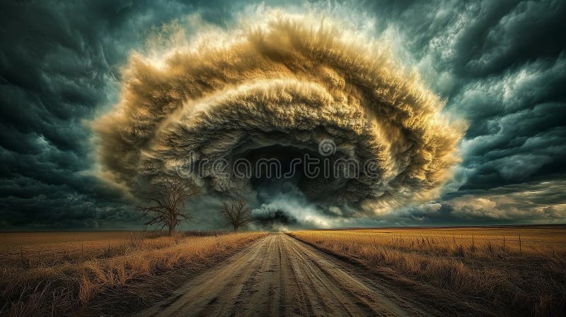 Dramatic Swirling Tornado, Storm with Lightning , Foreboding Clouds ...