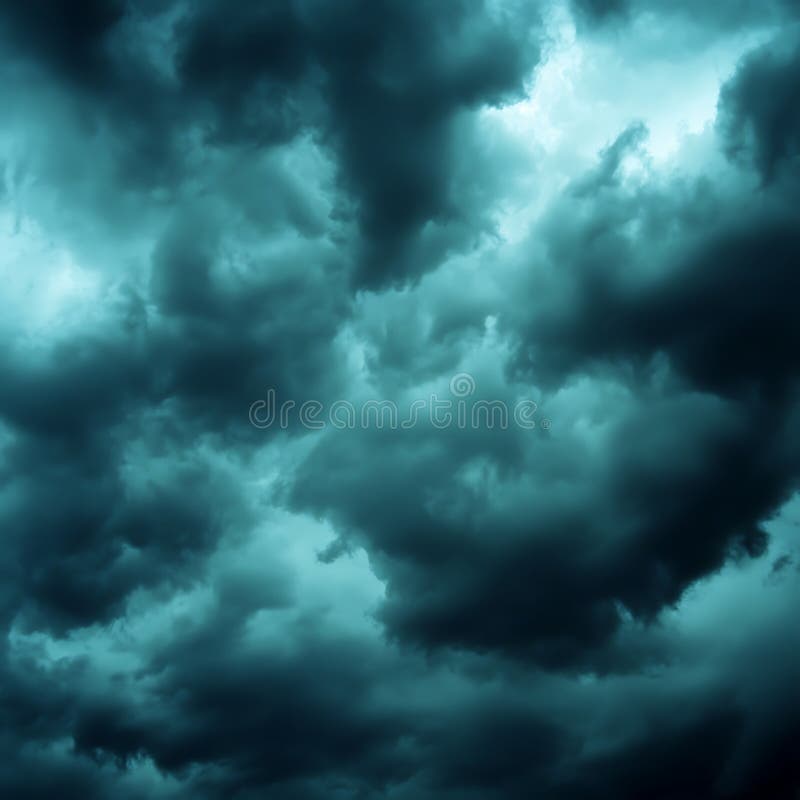 Dramatic Teal Storm Cloudscape a FullFrame Image of Intense Dark Clouds ...