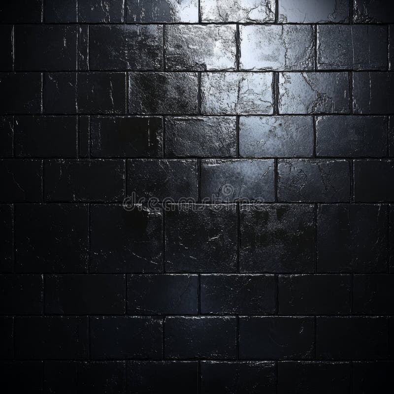 The Dramatic Texture of a Black Brick Wall is Showcased through ...