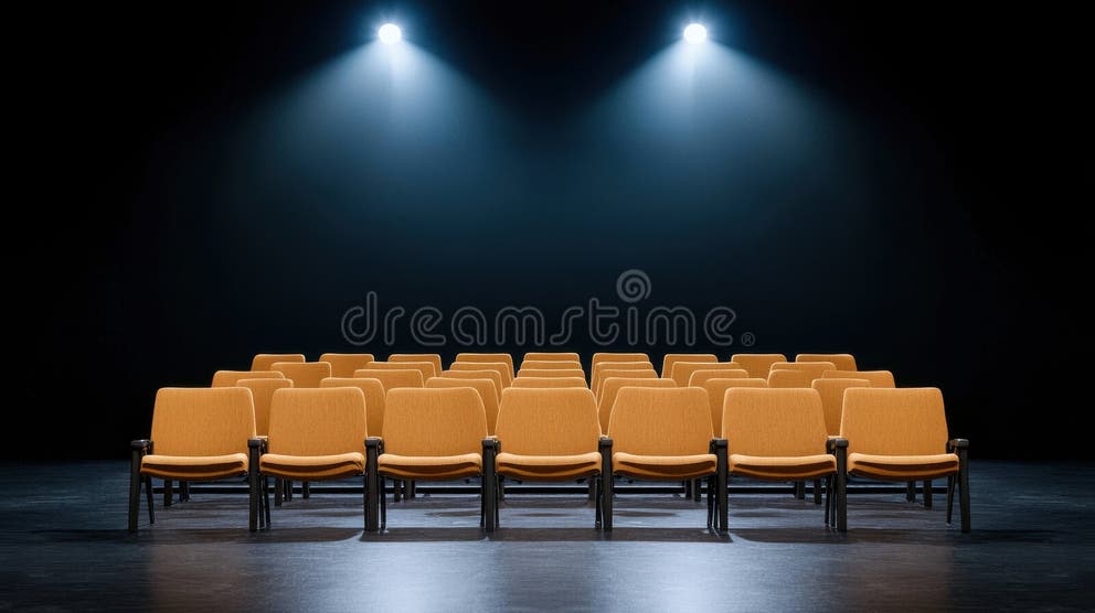 Dramatic Theater Scene with Empty Chairs Under Intense Spotlights Stock ...