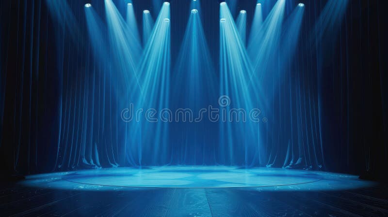 Dramatic Theater Scene with Spotlight on Stage Curtains Stock ...