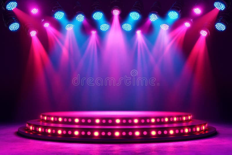 Dramatic Theater Stage Design with Vibrant Lighting and Textured ...