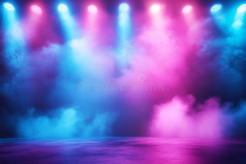 Dramatic Theater Stage Design with Vibrant Lighting and Textured ...
