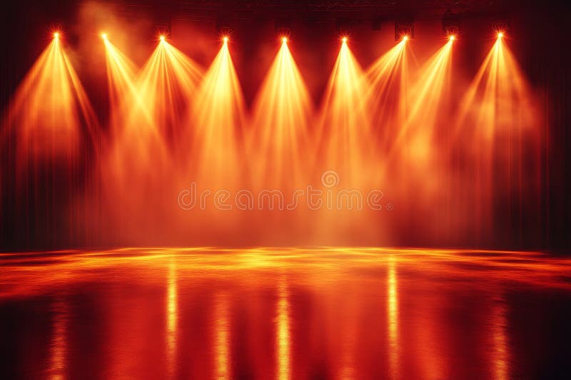 Dramatic Theater Stage Design with Vibrant Lighting and Textured ...