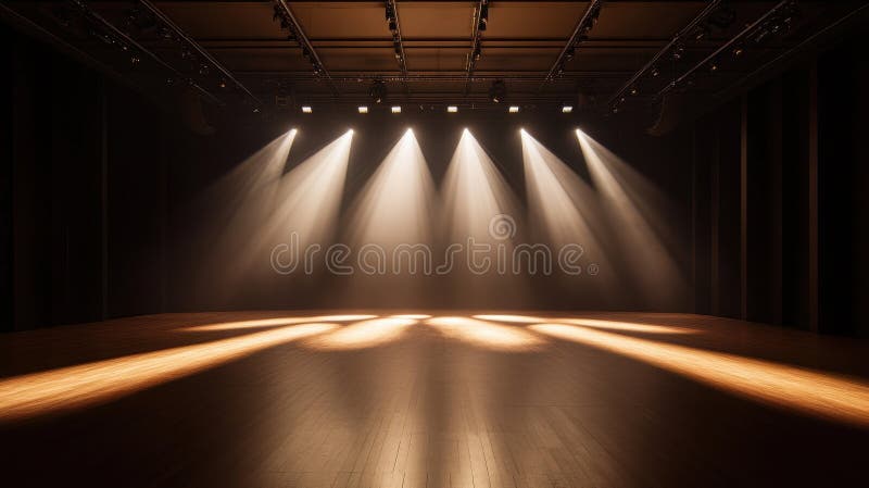 Dramatic Theater Stage with Illuminated Spotlights Creating Dynamic ...