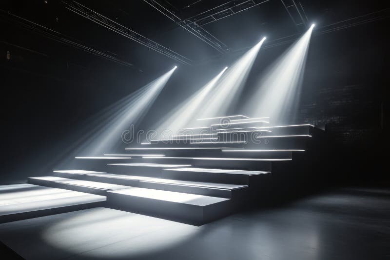 Dramatic Theater Stage Illuminated Steps Vibrant Colors Focused ...