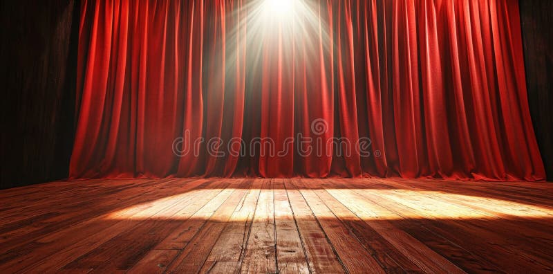 Dramatic Theatre Scene with Red Curtains Hanging on the Stage ...
