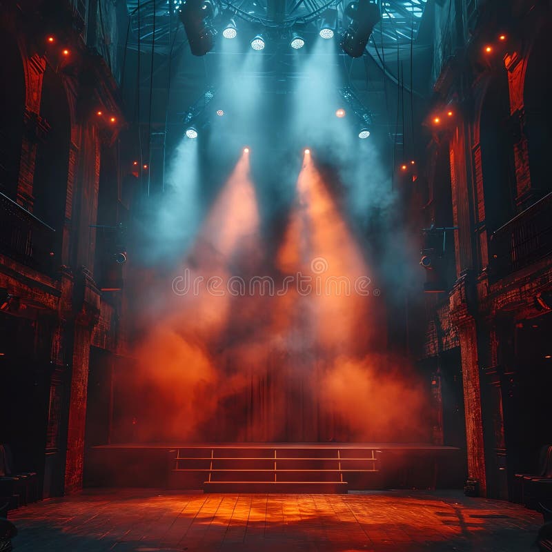 Dramatic Theatrical Stage Illuminated with Spotlights. the Magic of ...