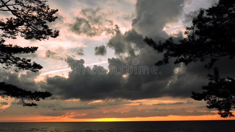 Dramatic Thunder Storm Lightning Bolt on the Horizontal Sky and City ...