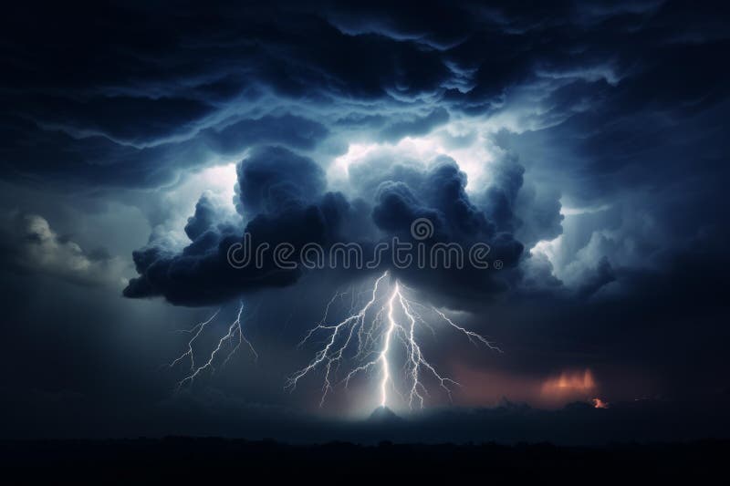 Dramatic Thundercloud Lightning Color. Generate AI Stock Image - Image ...